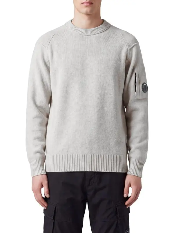 C.P. COMPANY Collared Long Sleeve Sweater - White