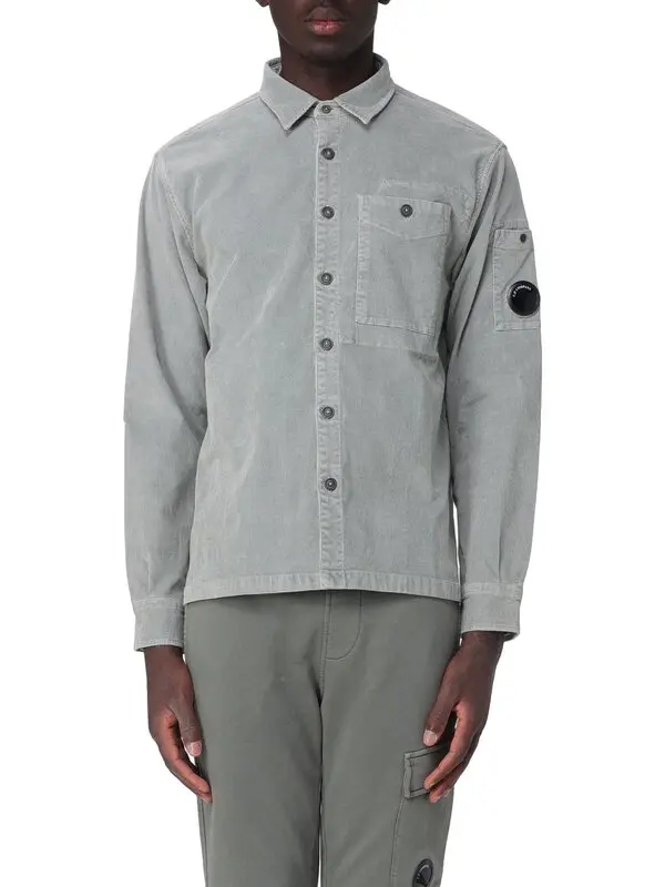 C.P. COMPANY Long-sleeved Corduroy Shirt With Pocket - Grey