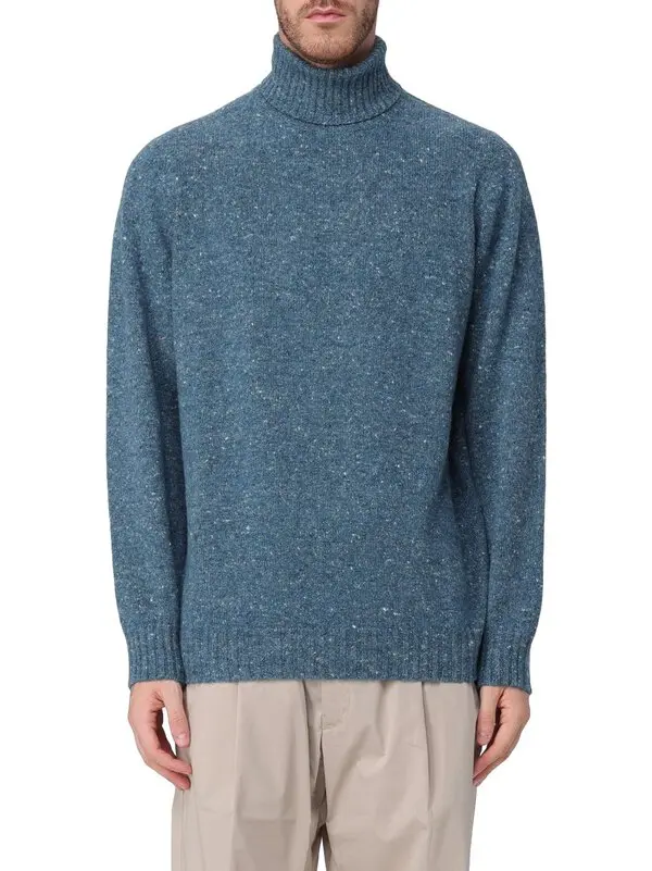 DRUMOHR Long-sleeved Turtleneck In A Fine Wool And Cashmere Blend - Navy