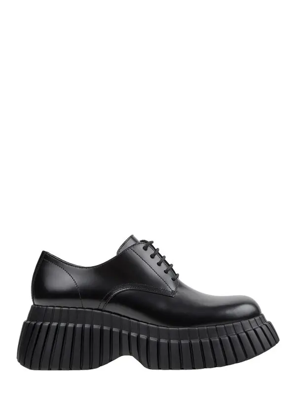 Camper Brushed Leather Derby Shoes With Block Heel And Xl Extralight® Sole - Black