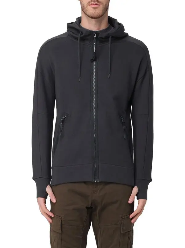 C.P. COMPANY Zip Up Hooded Sweatshirt - Black