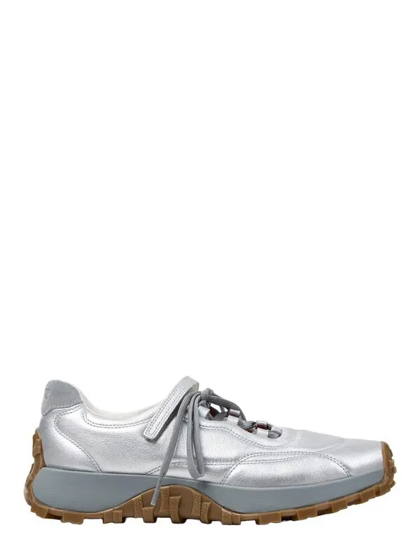 Camper Drift Trail Laminated Leather Low-top Sneakers With Velcro Strap - Grey