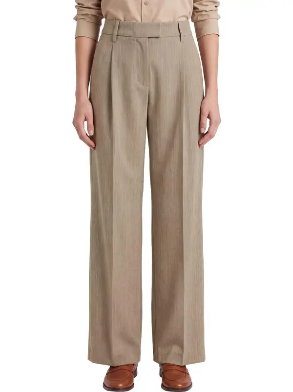 Brunello Cucinelli Pleated Wide Leg Trousers - Beige