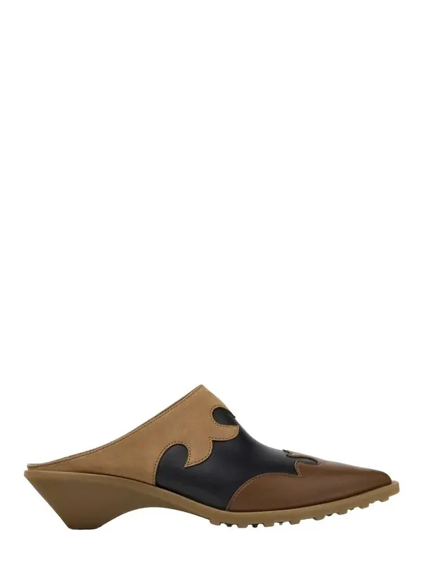 Camper Anita Smooth Calfskin Mules With Low Flared Heel - Multicolor