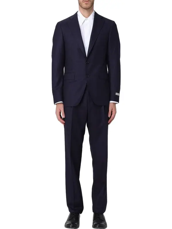 Canali Single-breasted Pinstripe Wool Suit - Blue