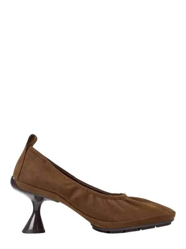 Camper Right Left Nubuck Court Shoes With Medium Spool Heel - Brown