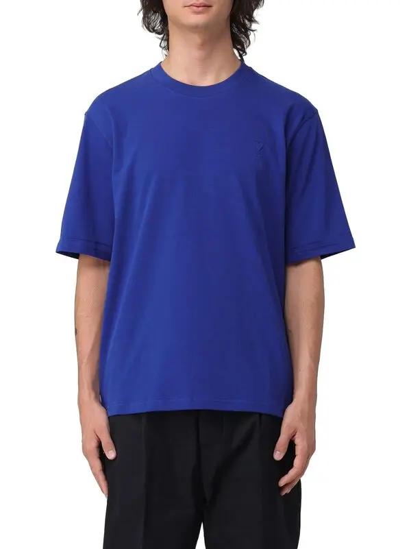 AMI Paris Tone-on-tone Logo Cotton Crewneck T-shirt - Blue