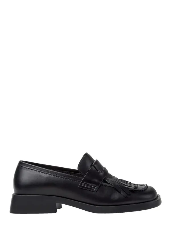 Camper Twins Smooth Leather Penny Loafers With Fringes And Xl Extralight® Sole - Black