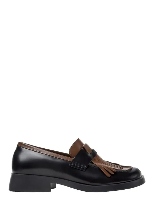 Camper Twins Leather Penny Loafers With Two-tone Design And Fringes - Multicolor