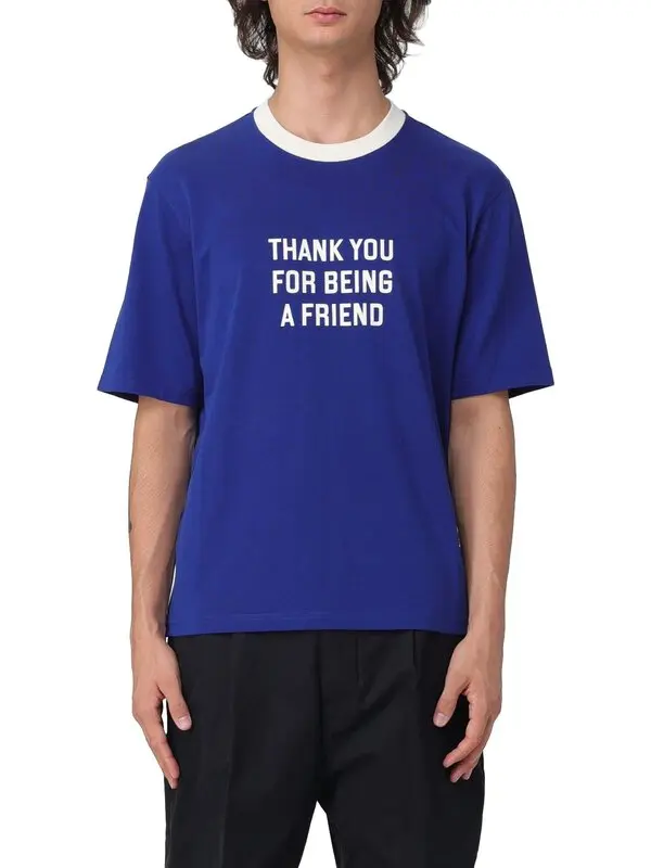 AMI Paris Cotton T-shirt With Slogan And Embroidered Logo - Blue