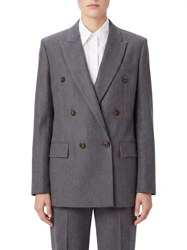 Stella McCartney Double-breasted Pure Wool Blazer With Peaked Lapels - Grey