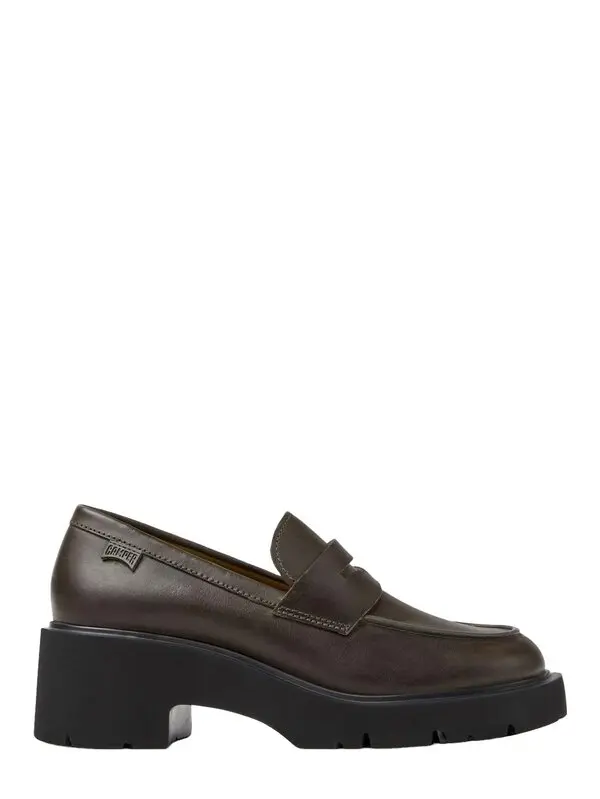 Camper Milah Penny Loafers In Smooth Calfskin With An Extralight® Platform Sole - Green