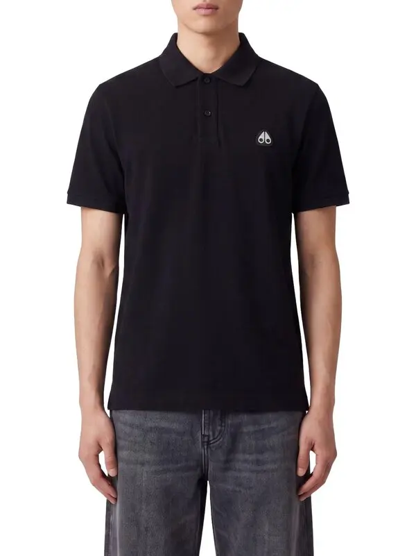 Moose Knuckles Short-sleeve Cotton Polo Shirt With Applied Logo Patch - Black