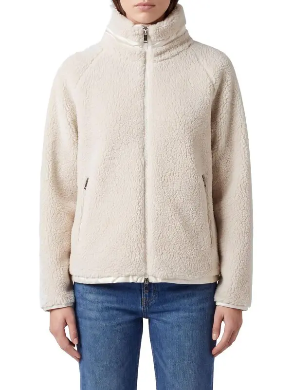 Herno Reversible Short Jacket In Nylon And Fleece With High Collar - Beige