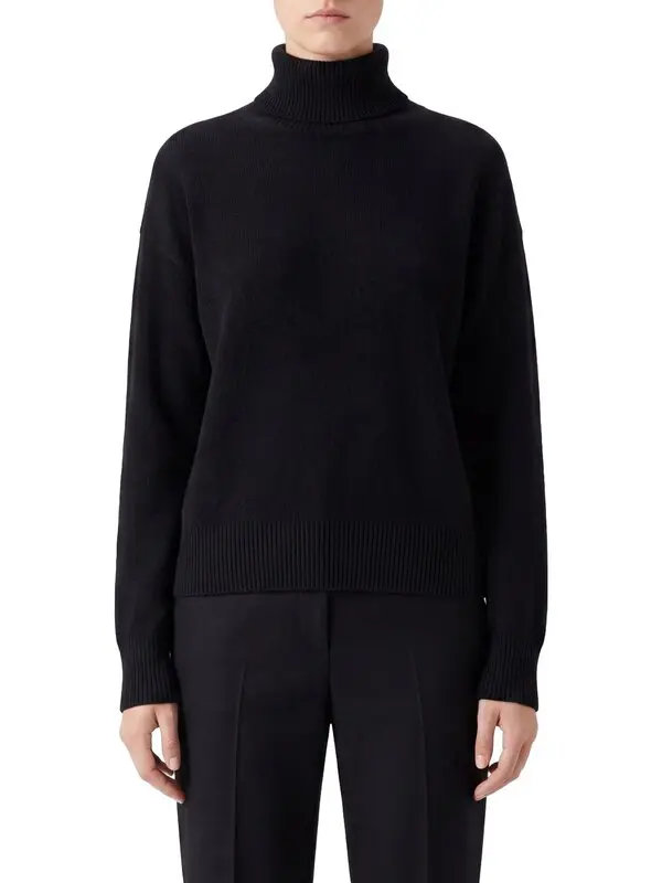 THE ROW Long-sleeved Pure Cashmere Turtleneck - Black