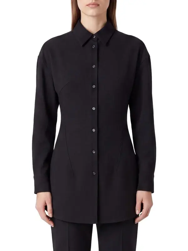 JIL SANDER Virgin Wool Slim Fit Shirt With French Collar - Black