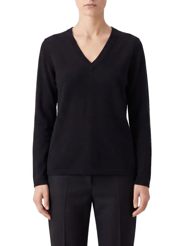 THE ROW V-neck Jumper In Pure Cashmere - Black