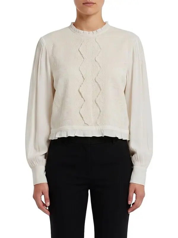 TWINSET Long-sleeved Viscose Blouse With Floral Print Details - White