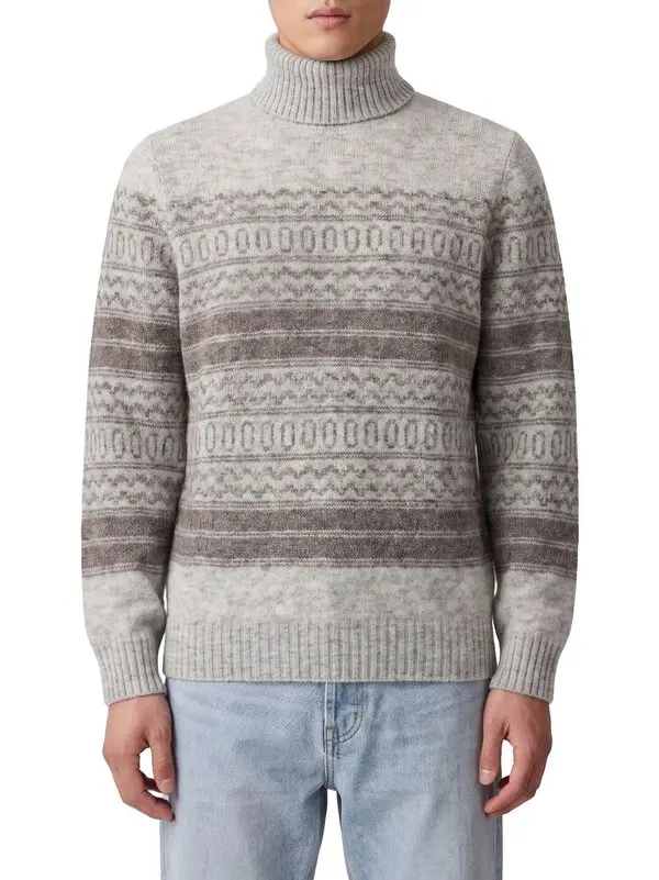 Brunello Cucinelli Jacquard Cashmere And Wool Blend Turtleneck Jumper - Grey