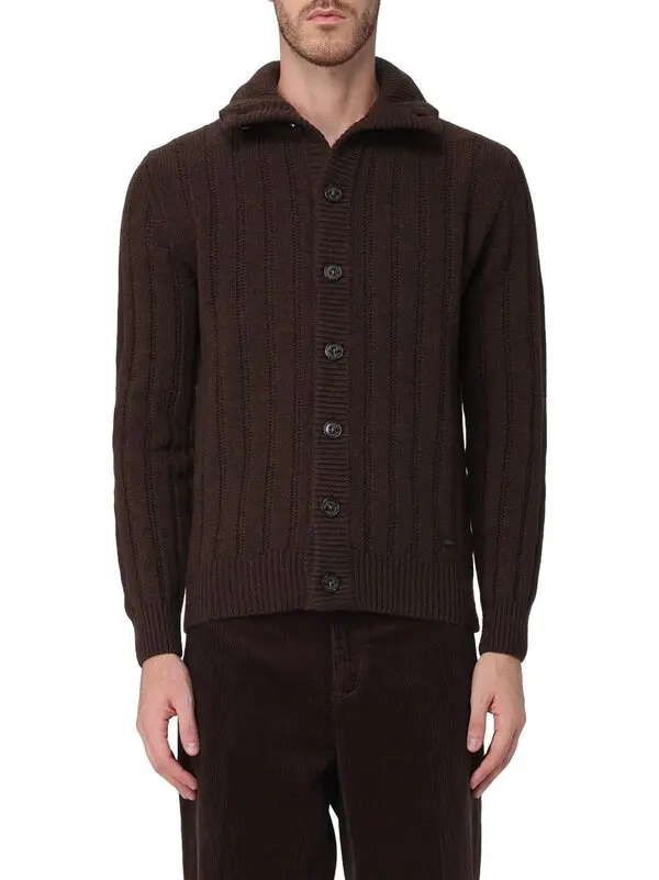 BROOKSFIELD Button-up Ribbed Wool Cardigan - Brown