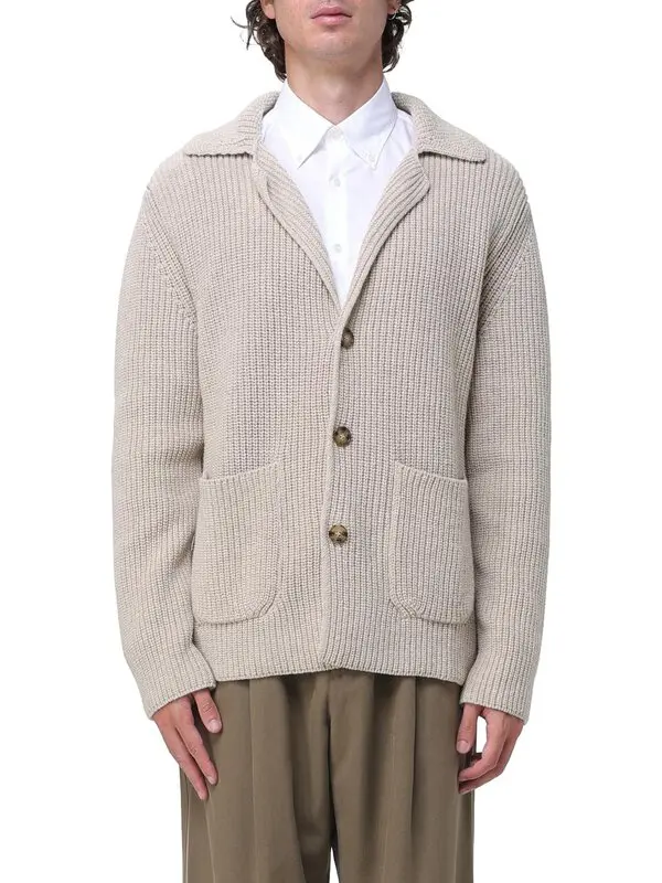 BROOKSFIELD Lambswool Blend Knit Blazer With Lapels And Patch Pockets - Natural