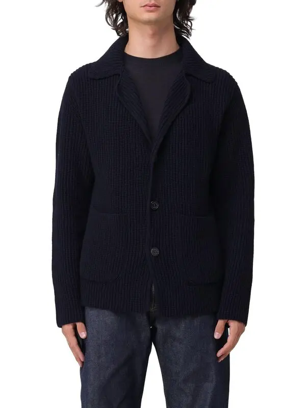 BROOKSFIELD Casual Knit Blazer In Lambswool Blend With Lapels And Patch Pockets - Navy