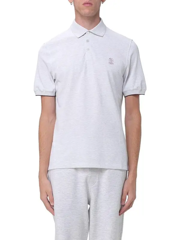 Brunello Cucinelli Short-sleeved Cotton Polo With Embroidered Logo - Ivory