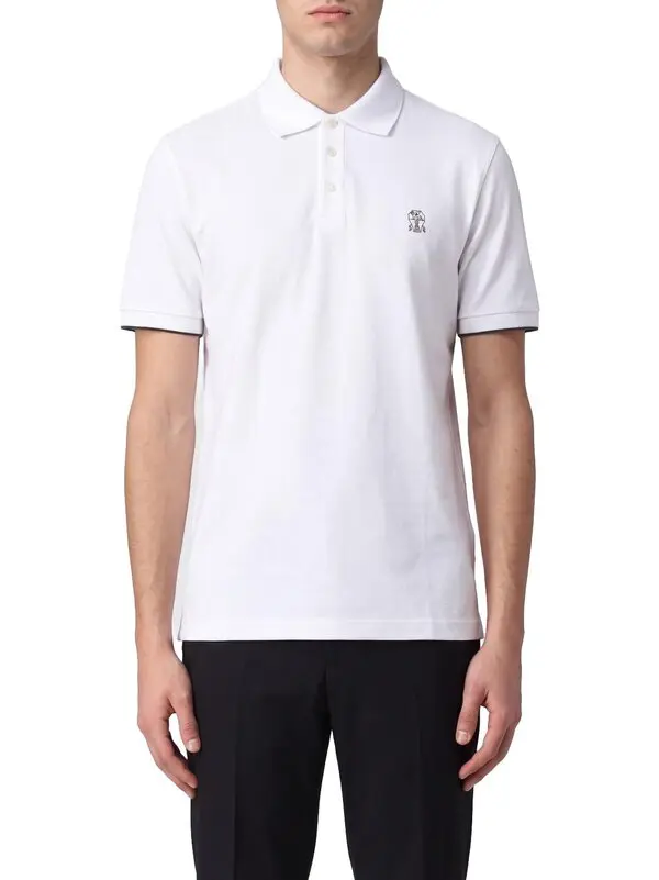 Brunello Cucinelli Short-sleeved Cotton Polo With Embroidered Logo - White 1