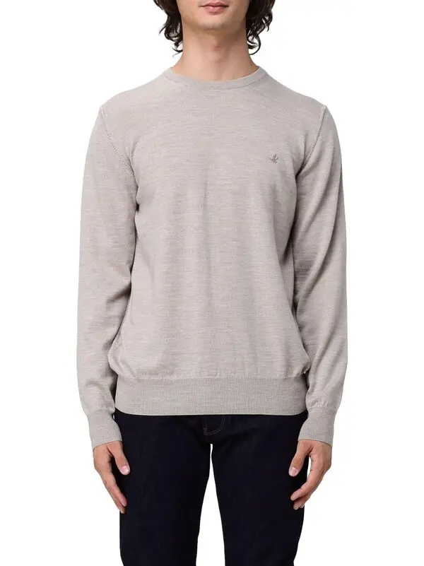 BROOKSFIELD Crewneck Wool Jumper With Long Sleeves And Ribbed Trims - Beige