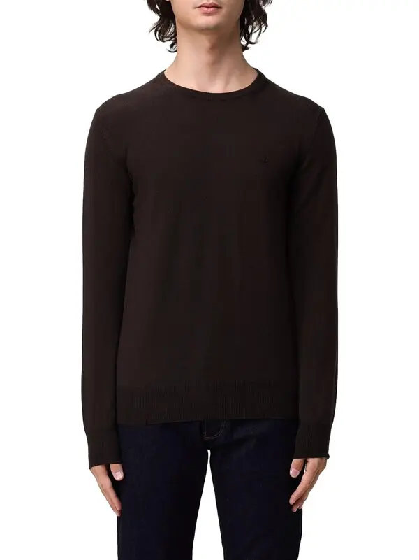 BROOKSFIELD Crewneck Wool Jumper With Long Sleeves And Ribbed Trims - Ebony