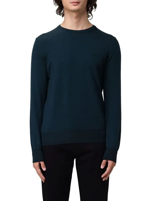 BROOKSFIELD Crewneck Wool Jumper With Long Sleeves And Ribbed Trims - Forest Green