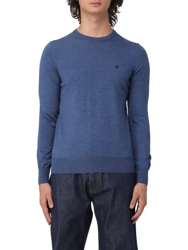 BROOKSFIELD Crewneck Wool Jumper With Long Sleeves And Ribbed Trims - Gnawed Blue