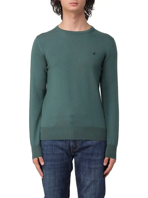 BROOKSFIELD Crewneck Wool Jumper With Long Sleeves And Ribbed Trims - Green