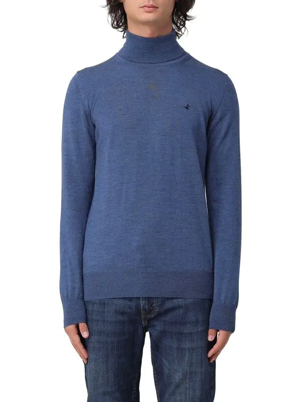 BROOKSFIELD Basic Slim Fit Wool Turtleneck Jumper With Ribbed Trims - Gnawed Blue