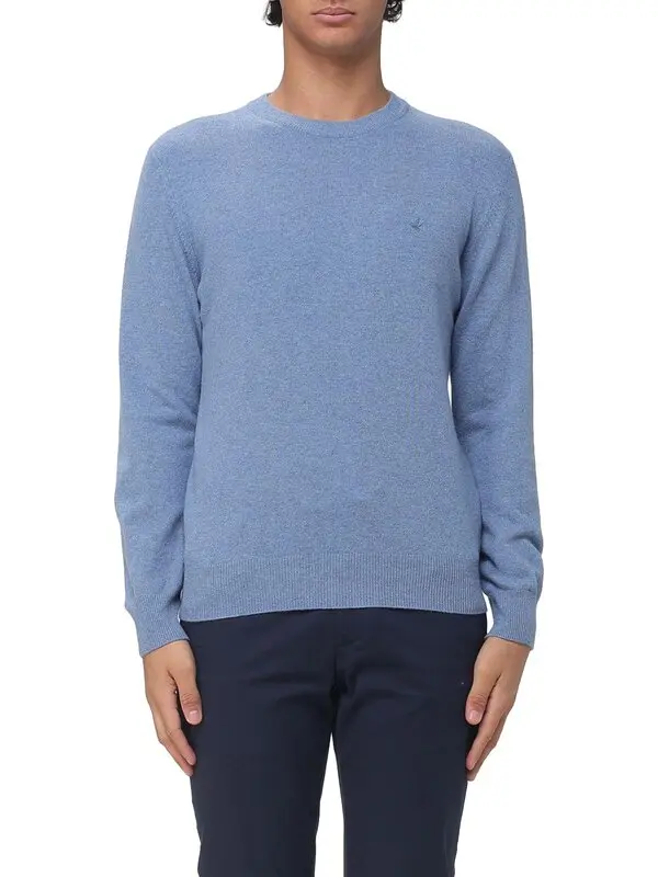 BROOKSFIELD Crew Neck Wool Jumper - Gnawed Blue