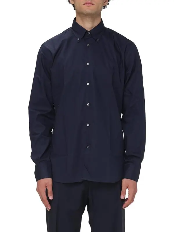 BROOKSFIELD Button-down Collar Casual Shirt In Cotton Poplin - Navy