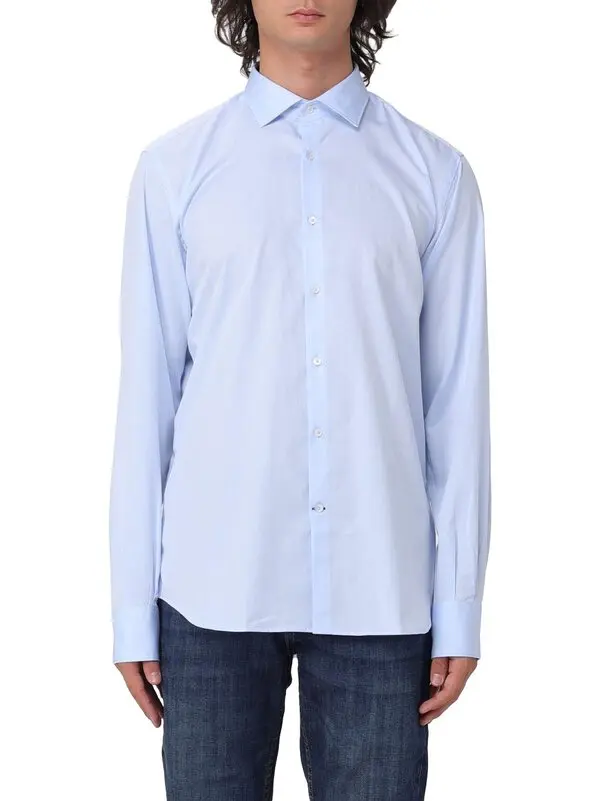 BROOKSFIELD Classic Cotton Poplin Shirt With French Collar - Gnawed Blue
