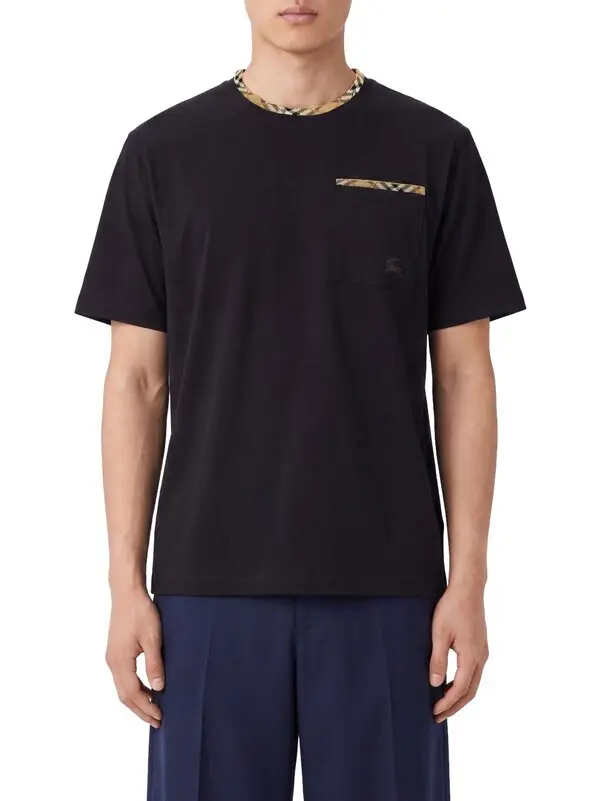Burberry Cotton T-shirt With Tone-on-tone Embroidered Equestrian Knight Logo - Black