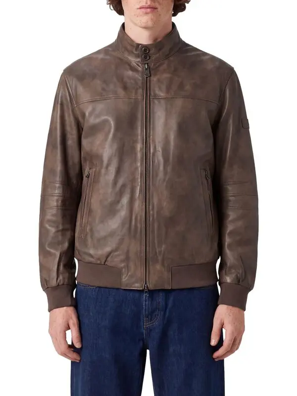 Peuterey Fiona Padded Calfskin Leather Bomber Jacket - Brown
