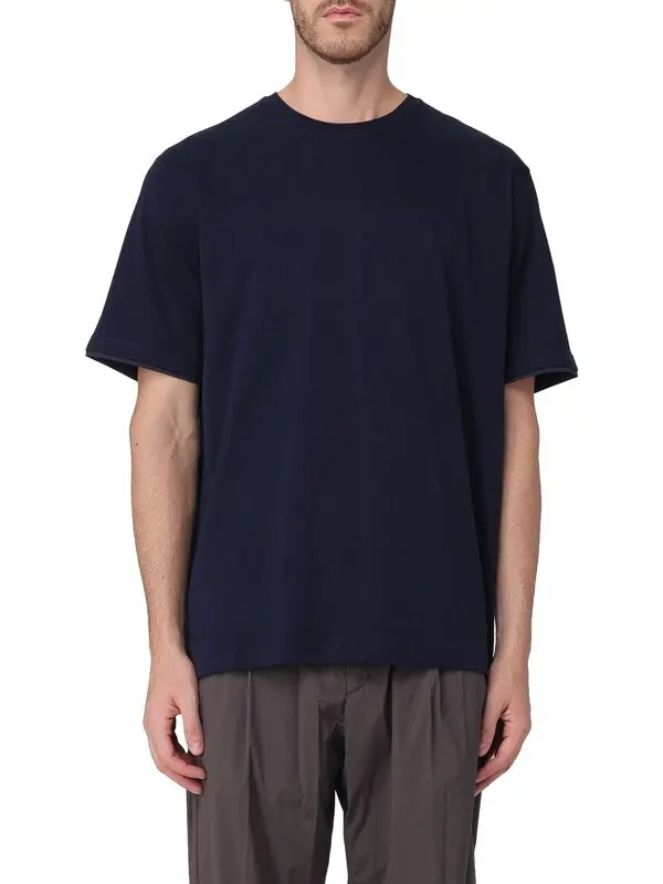 Herno Minimal Design Crewneck T-shirt In Pure Cotton - Navy