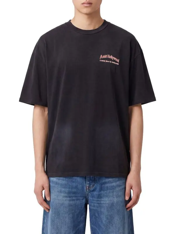 Amiri Relaxed Fit Cotton T-shirt With Graphic Print And Dropped Shoulders - Black