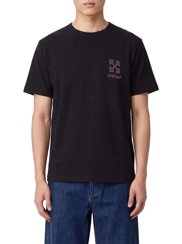 Off-White Crewneck Cotton T-shirt With Contrast Arrow Logo - Black