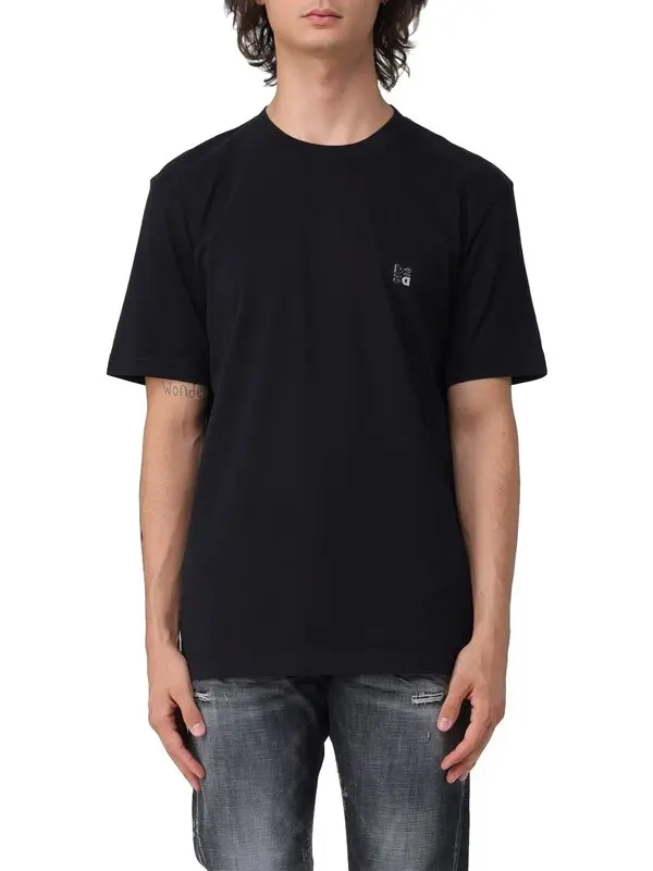 Dsquared2 Crewneck Cotton T-shirt With Contrast Logo - Black
