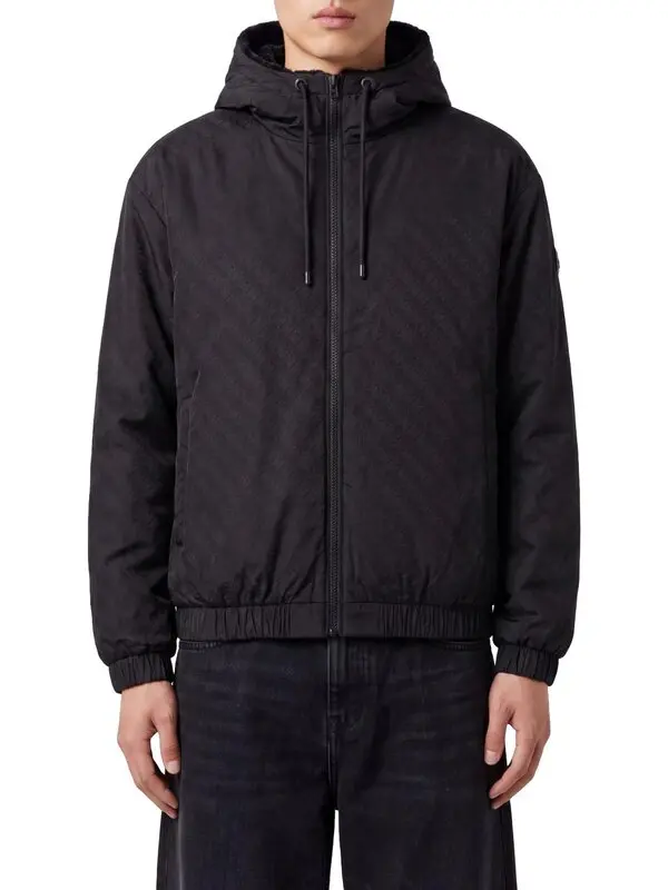 Moose Knuckles Reversible Hooded Bomber Jacket In Monogram Faux Fur - Black