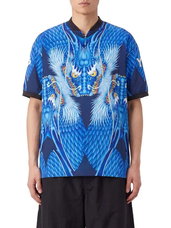 Y3 Relaxed Fit Graphic Print T-shirt In Recycled Technical Fabric - Blue