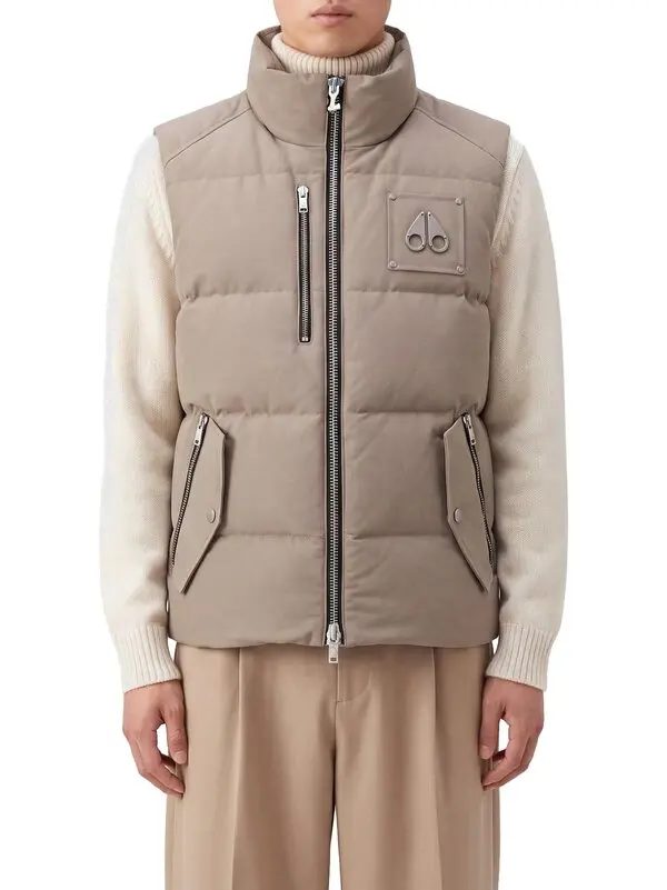 Moose Knuckles Padded High-neck Vest In Recycled Nylon - Grey