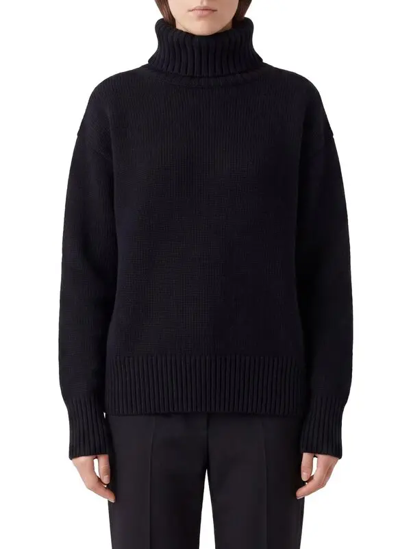 Extreme Cashmere Long-sleeved Turtleneck Sweater In Pure Cashmere - Black