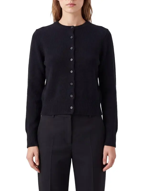 Extreme Cashmere Crewneck Cardigan In Pure Cashmere - Black