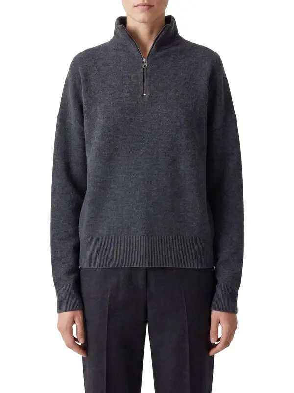 Extreme Cashmere Half-zip Turtleneck Sweater In Cashmere-blend - Grey