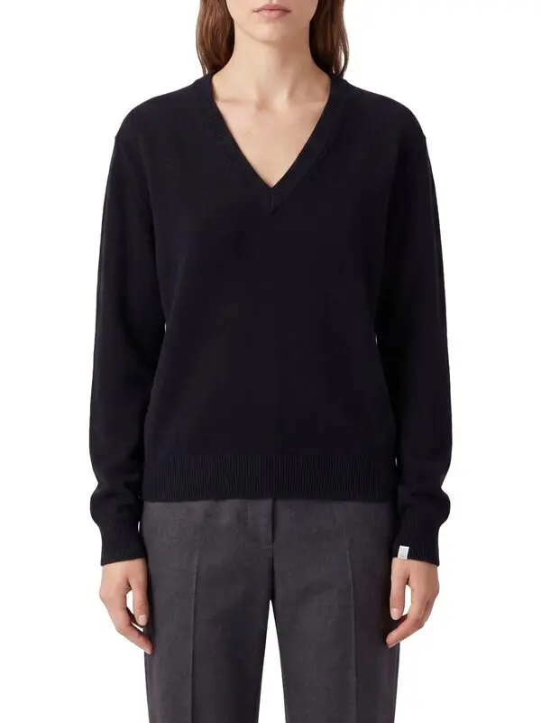 Extreme Cashmere Long-sleeved V-neck Jumper In Pure Cashmere - Black